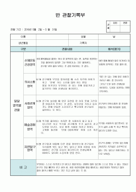 <만3세 관찰일지>만3세 5월 관찰일지 11명 분량입니다.-1페이지