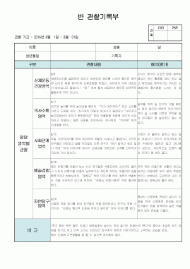 <만3세 관찰일지>만3세 8월 관찰일지 11명 분량입니다.-1페이지