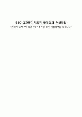 BSC 성과평가제도의 문제점과 개선방안(서울시 동작구의 중소기업육성기금 -1페이지