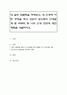 내 삶의 모델링을 정해보고, 내 인생에 어떤 영향을 주고 있는지 앞으로의 인생설계 및 마무리 등 나의 인생 전반에 대한 계획을 서술하시오-1페이지