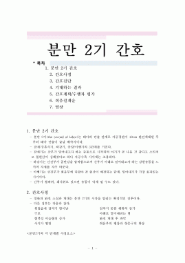 분만 2기 간호 1. 분만 2기 간호 2. 간호사정 3. 간호진단 4. 기대하는 결과 5. 간호계획수행과 평가 6. 회음절개술 7. 열상-1페이지