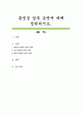 동영상 압축 포맷에 대해 정리하시오-1페이지