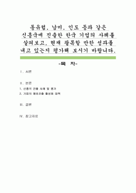 동유럽, 남미, 인도 등과 같은 신흥국에 진출한 한국 기업의 사례를 살펴보고, 현재 괄목할 만한 성과를 내고 있는지 평가해 보시기 바랍니다-1페이지