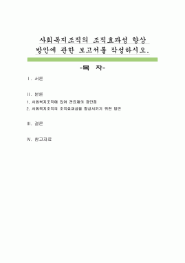 사회복지조직의 조직효과성 향상 방안에 관한 보고서를 작성하시오-1페이지