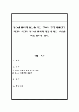 청소년 문제의 원인은 과연 정부의 정책 때문인가. 자신의 의견과 청소년 문제의 해결에 대한 방법을 서로 토의해 보자-1페이지