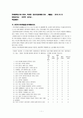 연대. 연세대학교. RN-BSN. 정신건강문제와 간호. 학습활동 1. 자아개념 분석-1페이지