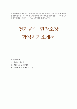 합격전기기사자기소개서 전기기사자소서/이력서(전기기사 자소서 전기공사 현장소장 자기소개서 전기산업기사 자기소개서전기산업기사 자소서전기공사산업기사 자기소개서전기공사기사 자기소개서-1페이지