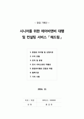 디자인창업][창업기획안][사업계획서] 시니어를 위한 에어비앤비 대행 및 컨설팅 서비스-1페이지