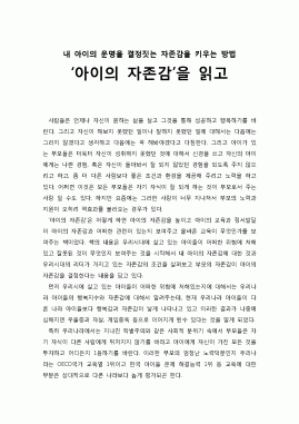 [독서보고서] ‘아이의 자존감’을 읽고 (내 아이의 운명을 결정짓는 자존감을 키우는 방법)-1페이지