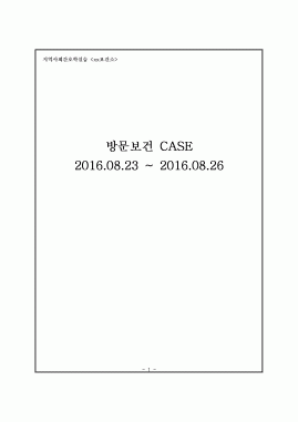 방문보건 케이스 스터디 A+ (방문보건 CASE, 방문보건 간호과정, 지역사회간호학 실습, 보건소 실습, 보건소 케이스, 방문간호 사례연구)-1페이지