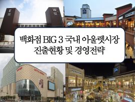 백화점 BIG 3 국내 아울렛시장 진출현황 및 경영전략-1페이지