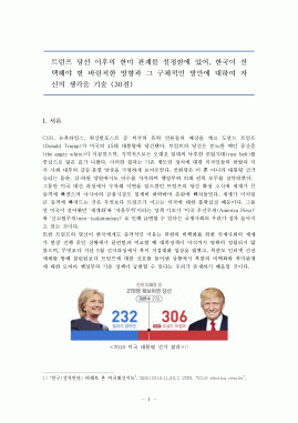 (세계의 역사) 트럼프 당선 이후의 한미 관계를 설정함에 있어, 한국이 선택해야 할 바람직한 방향과 그 구체적인 방안-1페이지