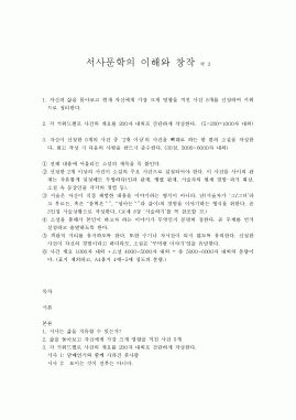 서사문학의 이해와 창작, 자신의 삶을 돌아보고 현재 자신에게 가장 크게 영향을 끼친 사건 5개를 선정하여-1페이지