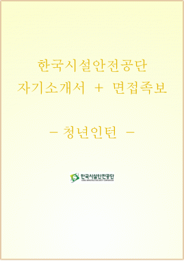 한국시설안전공단 자소서+면접, 한국시설안전공단 청년인턴 합격 자기소개서-1페이지