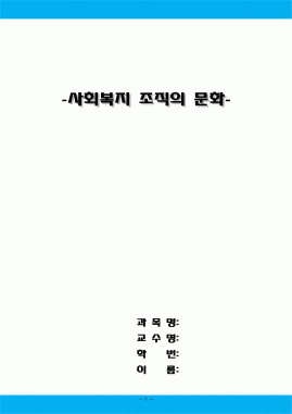 사회복지 조직의 문화-1페이지