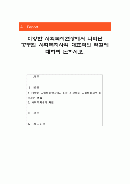 다양한 사회복지현장에서 나타난 공통된 사회복지사의 대표적인 역할에 대하여 논하시오-1페이지