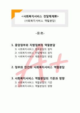 <A+ 레포트,시험대비> [사회복지실천론]   사회복지서비스 전달체계3- 사회복지서비스 역할분담-1페이지