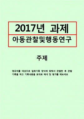 아동관찰및행동연구_영유아를 대상으로 일화기록 양식에 맞춰서 관찰한 후 관찰기록을 하고 기록내용을 토대로 해석 및 평가를 해보세요-1페이지