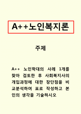 노인복지론_노인학대의 사례 1개를 찾아 검토한 후 사회복지사의 개입과정에 대한 장단점을 비교분석하여 표로 작성하고 본인의 생각을 기술하시오-1페이지