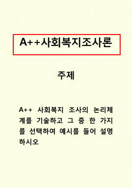 사회복지조사론_사회복지 조사의 논리체계를 기술하고 그 중 한가지를 선택하여 예시를 들어 설명하시오-1페이지