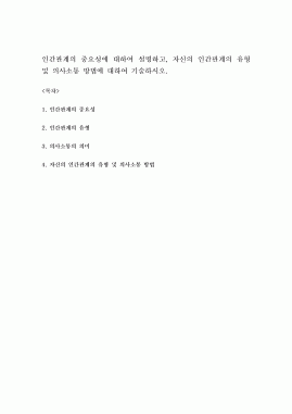 인간관계의 중요성에 대하여 설명하고, 자신의 인간관계의 유형 및 의사소통 방법에 대하여 기술-1페이지