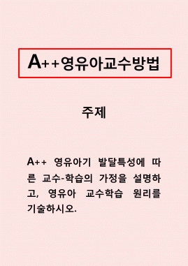 영유아교수방법_영유아기 발달특성에 따른 교수-학습의 가정을 설명하고, 영유아 교수학습 원리를 기술하시오.-1페이지