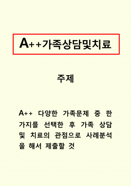 가족상담및치료_다양한 가족문제 중 한 가지를 선택한 후 가족 상담 및 치료의 관점으로 사례분석을 해서 제출할 것-1페이지