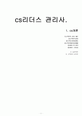 CS개론 요점정리(CS리더스관리사 자격증)-1페이지