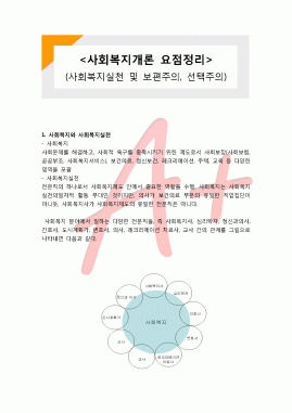 (A+ 요점정리,시험대비) [사회복지개론] 사회복지실천 및 보편주의, 선택주의-1페이지