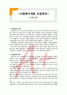 (A+ 요점정리,시험대비) [사회복지개론]사회보장-1페이지