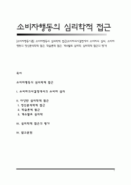 [소비자행동이론] 소비자행동의 심리학적 접근(소비자의사결정에서 소비자의 심리, 소비자행동의 정신분석학적 접근, 학습론적 접근, 게슈탈트 심리학, 심리학적 접근의 평가)-1페이지