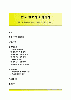 한국 간호의 미래과제(정보간호, 경영간호, 전문간호, 예술간호)-1페이지