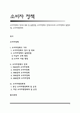 소비자정책의 정의와 목표 및 실현방법, 소비자정책의 전개(우리나라 소비자정책의 발전과정), 소비자행정체계-1페이지