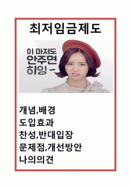 [최저임금제도 연구레포트] 최저임금제도 찬성,반대입장 정리및 문제점및 개선방안,나의의견제시와 최저임금제 개념,배경,도입효과분석-1페이지