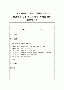 [사회복지실천기술론] 사회복지서비스 전달체계 구성요소에 대해 예시를 들어 설명하시오 [전달체계]-1페이지