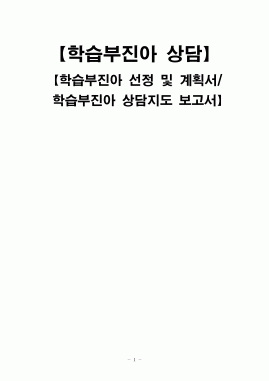 학습부진아 선정 및 계획서 - 상담지도 보고서-1페이지