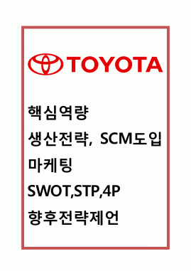 도요타 기업분석과 생산전략,SCM사례분석및 도요타 마케팅 SWOT,STP,4P전략분석과 도요타 향후전략방안 제언-1페이지