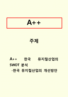 한국 뮤지컬 산업의 SWOT분석과 개선방안 모색-1페이지