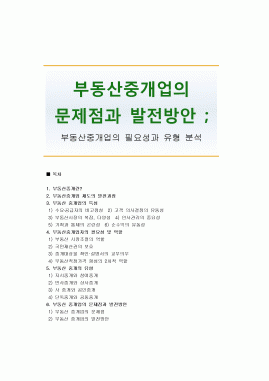 [부동산중개업] 부동산중개업의 문제점과 발전방안 ; 부동산중개업의 필요성과 유형 분석-1페이지