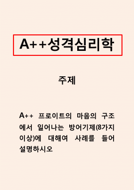 성격심리학_프로이트의 마음의 구조에서 일어나는 방어기제(8가지 이상)에 대해여 사례를 들어 설명하시오-1페이지