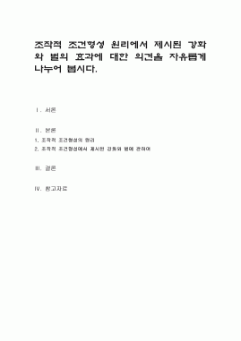 조작적 조건형성 원리에서 제시된 강화와 벌의 효과에 대한 의견을 자유롭게 나누어 봅시다-1페이지