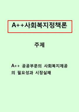 사회복지정책론_공공부문의 사회복지제공의 필요성과 시장실패-1페이지