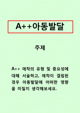 아동발달-애착의 유형 및 중요성에 대해 서술하고, 애착이 결핍된 경우 아동발달에 어떠한 영향을 미칠지 생각해보세요.-1페이지