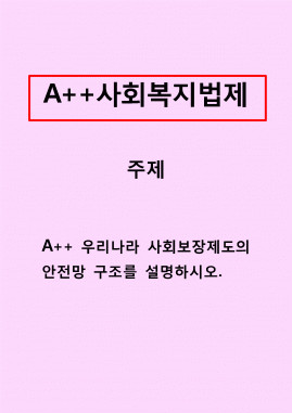 사회복지법제-우리나라 사회보장제도의 안전망 구조를 설명하시오.-1페이지