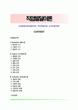 직업발달이론(절충이론, 자아개념이론, 성격유형이론)-1페이지