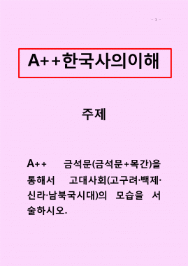 한국사의이해-금석문(금석문+목간)을 통해서 고대사회(고구려·백제·신라·남북국시대)의 모습을 서술하시오.-1페이지