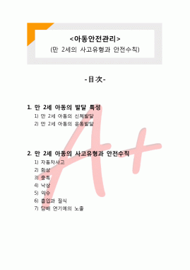  (A+ 레포트,시험대비) [아동안전관리] 만 2세 아동의 사고유형과 안전수칙-1페이지