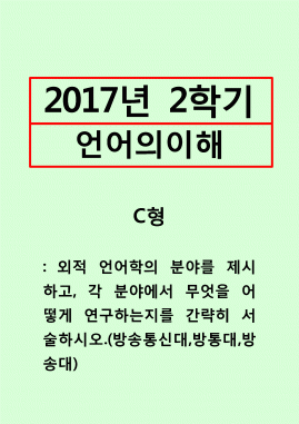 언어의이해=외적 언어학의 분야를 제시하고, 각 분야에서 무엇을 어떻게 연구하는지를 간략히 서술하시오.-1페이지