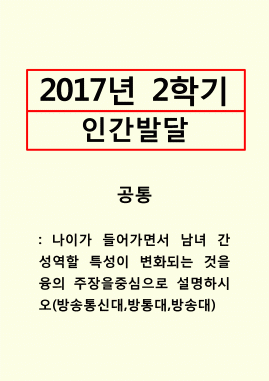 인간발달=나이가 들어가면서 남녀 간 성역할 특성이 변화되는 것을 융의 주장을중심으로 설명하시오-1페이지