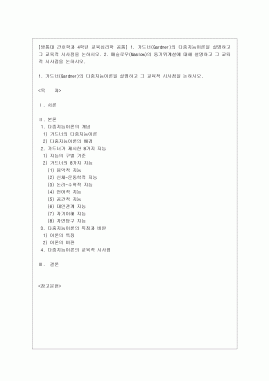 [교육심리학 공통] 1. 가드너(Gardner)의 다중지능이론을 설명하고 그 교육적 시사점을 논하시오. 2. 매슬로우(Maslow)의 동기위계설에 대해 설명하고 그 교육적 시사점을-1페이지